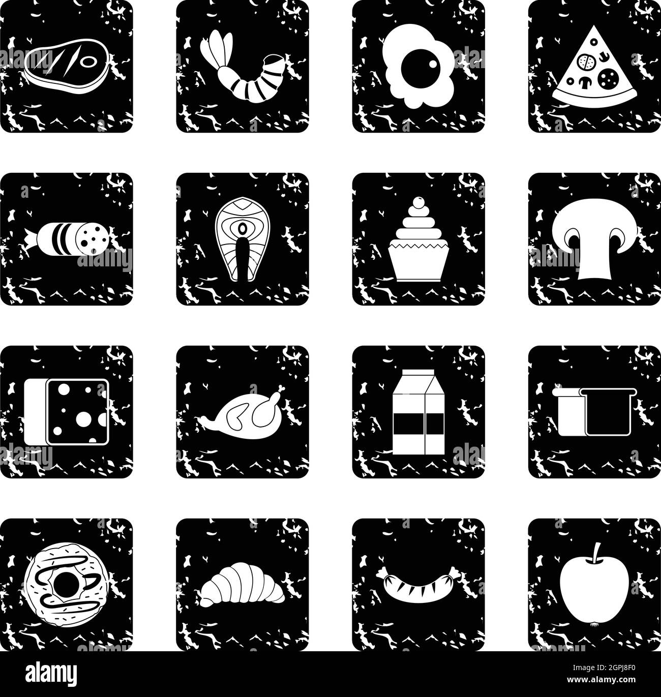 Vector black food icons set Stock Vector Images - Alamy