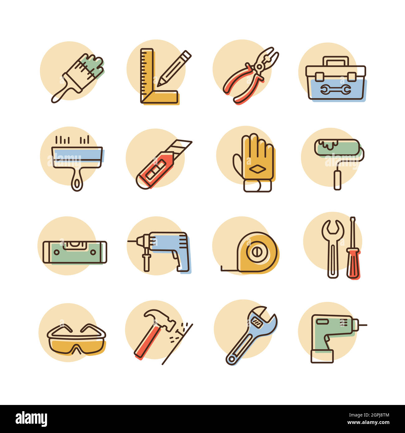 Building, construction and home repair tools icons Stock Vector Image ...