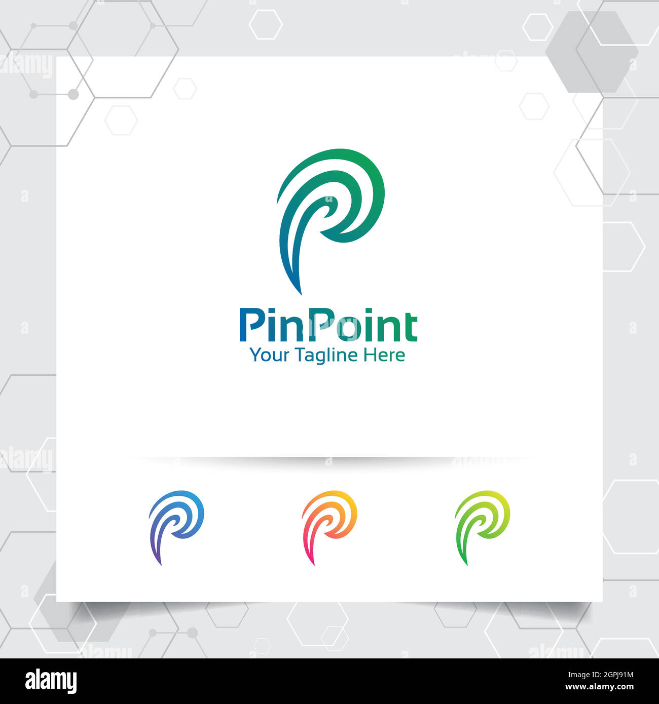 Business finance letter P logo design vector with pin and spiral ...