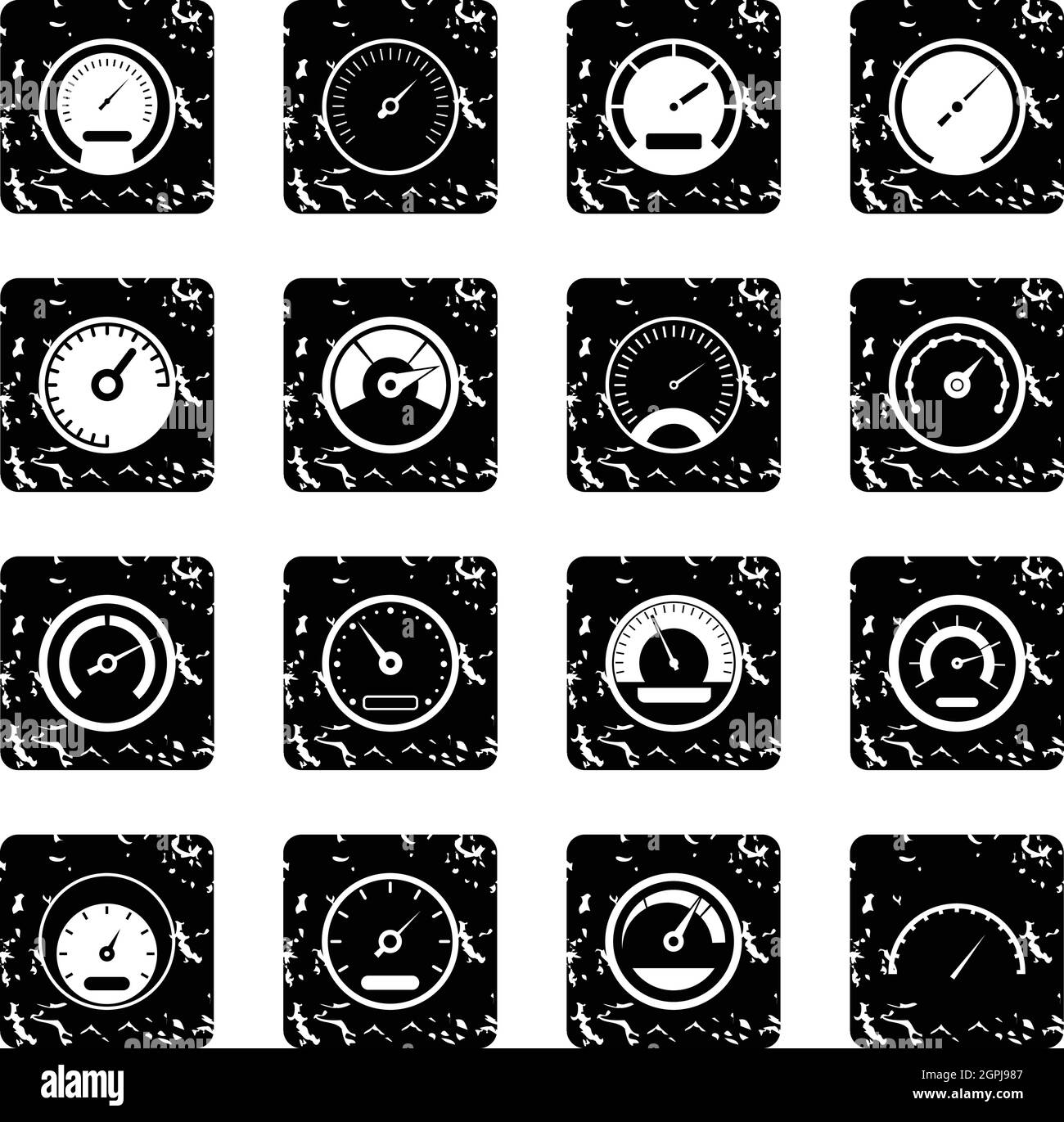 Speedometer set icons, grunge style Stock Vector Image & Art - Alamy