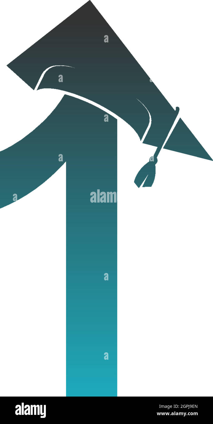 Number 1 logo icon with graduation hat design vector Stock Vector Image ...