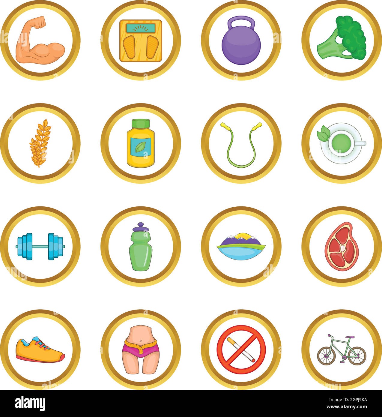 Healthy Lifestyle Vector Set Cartoon Style Stock Vector Image And Art