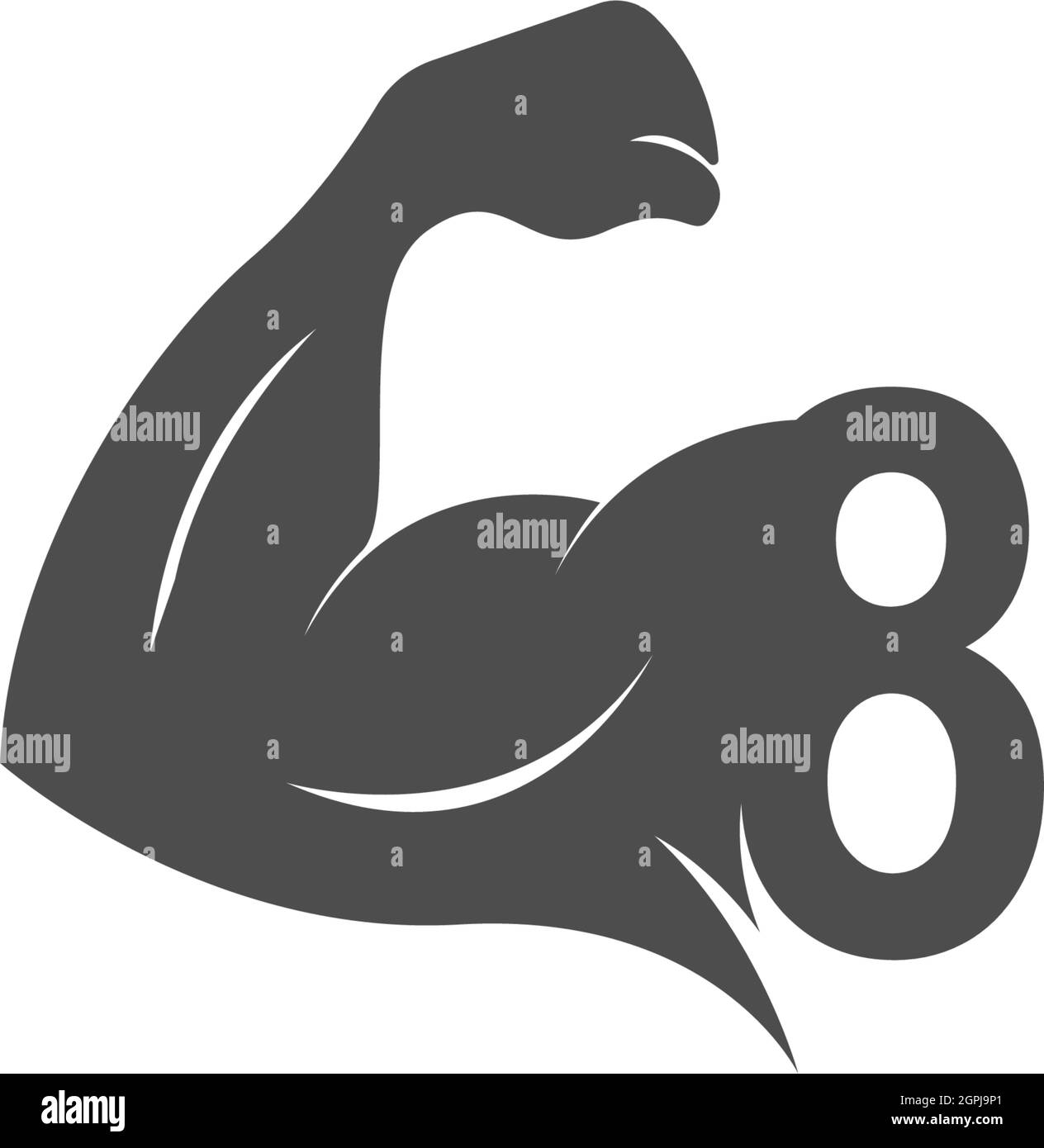 Number 8 logo icon with muscle arm design vector Stock Vector Image ...