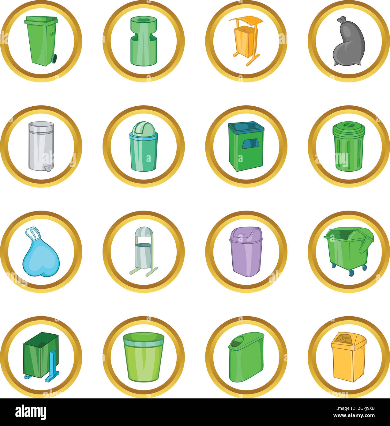 Trash bag set cartoon Cut Out Stock Images & Pictures - Alamy