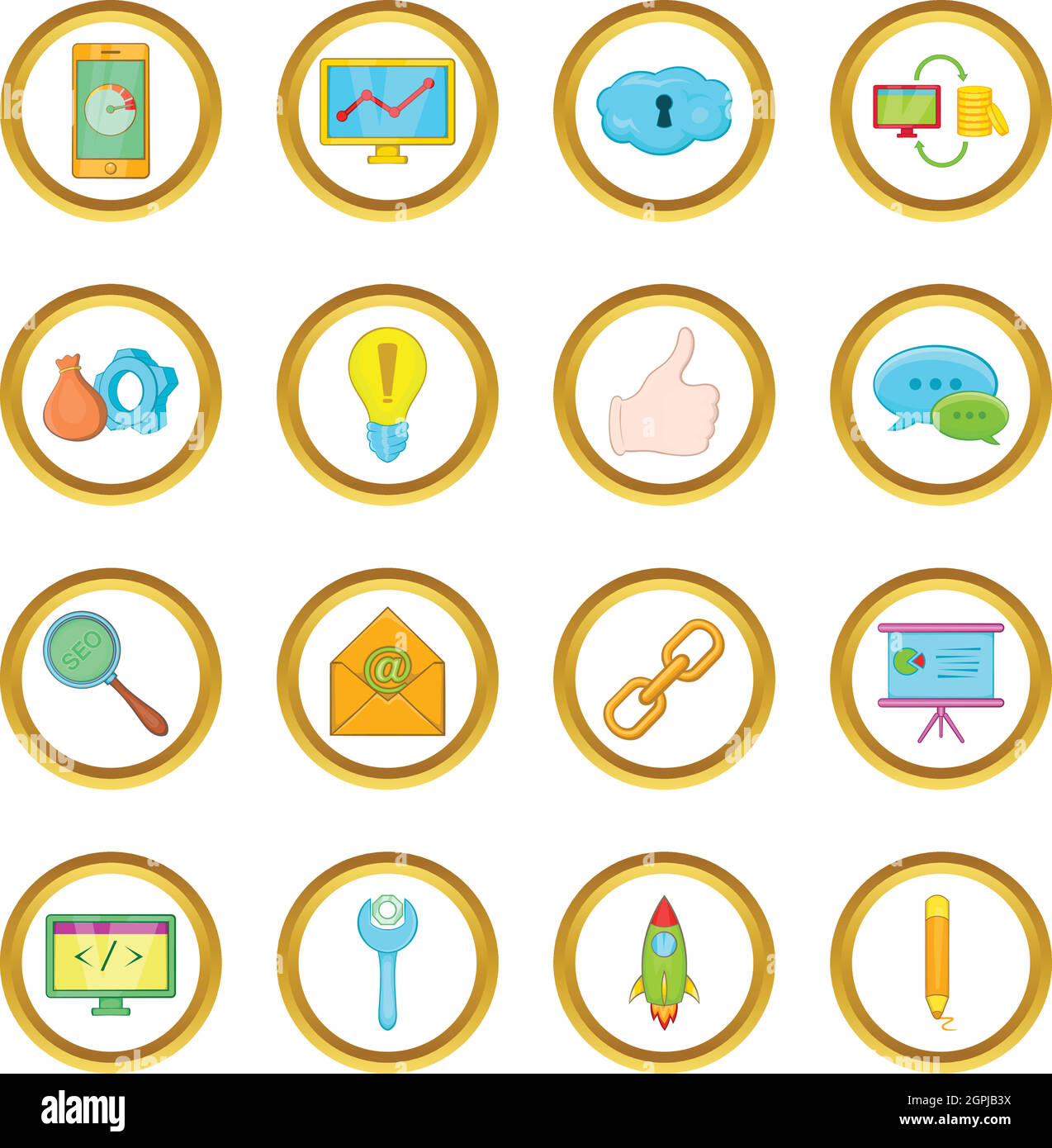 Seo vector set, cartoon style Stock Vector Image & Art - Alamy