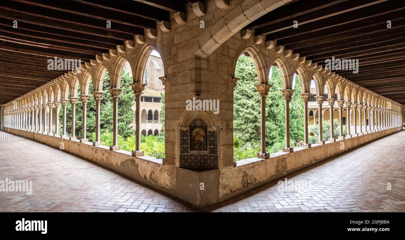 Barcelona, Spain - September 24, 2021: The cloister of the Monastery of ...