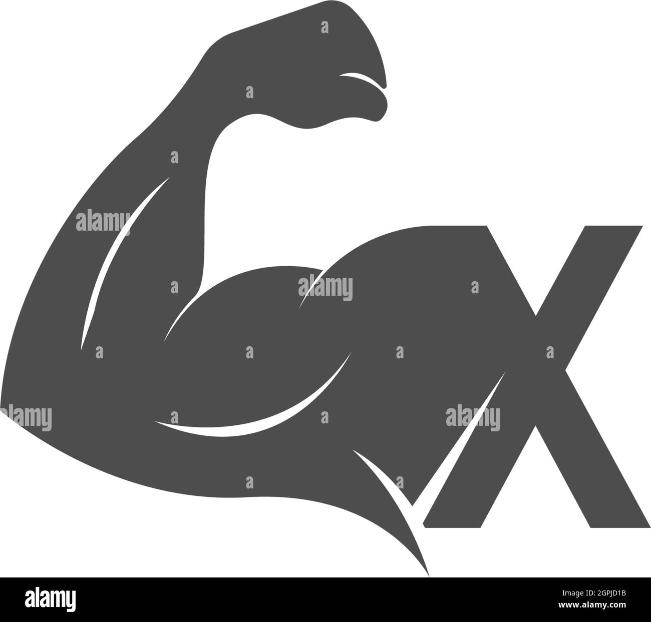 Letter X logo icon with muscle arm design vector Stock Vector Image ...