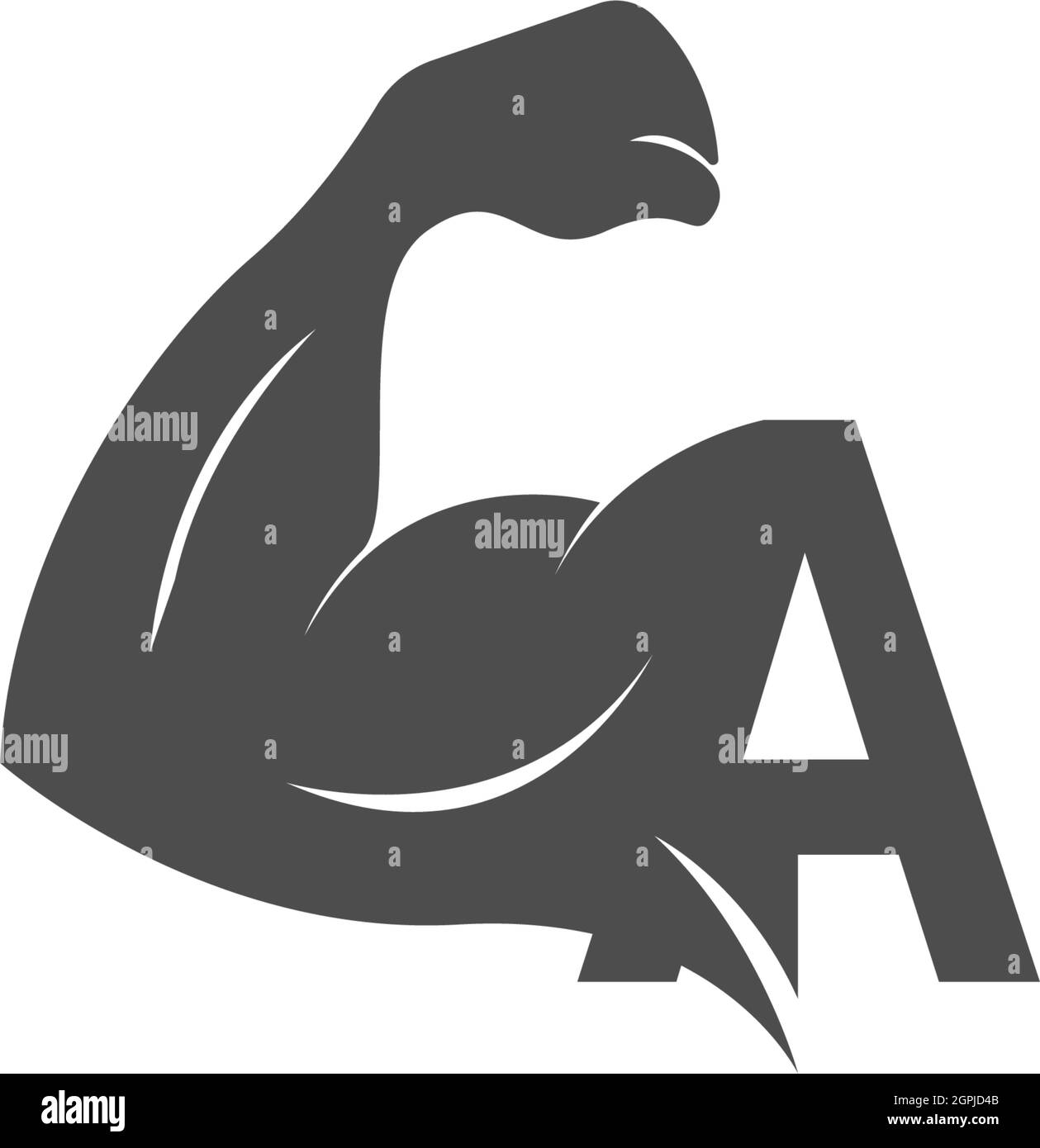Letter A logo icon with muscle arm design vector Stock Vector Image ...