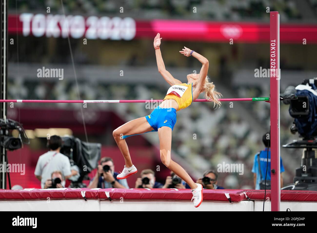 Yuliya Levchenko participating in high jump at the Tokyo 2020 Olympic ...