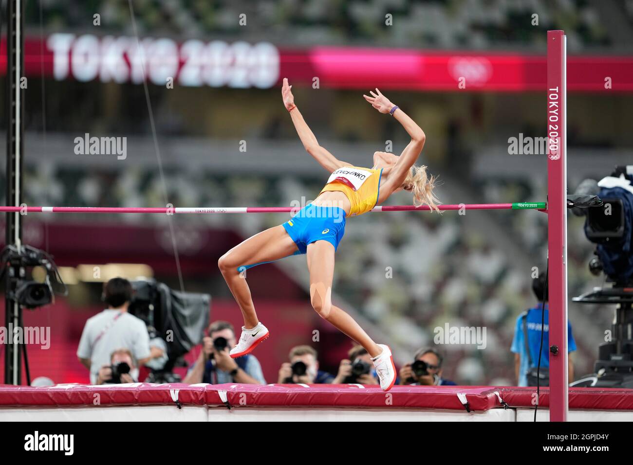 Yuliya Levchenko participating in high jump at the Tokyo 2020 Olympic ...