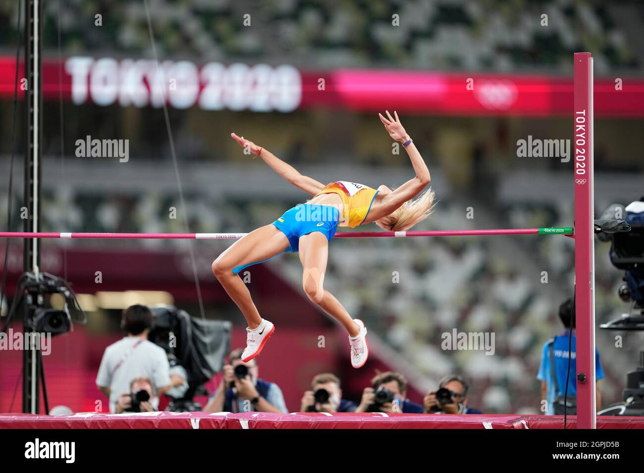 Yuliya Levchenko participating in high jump at the Tokyo 2020 Olympic ...
