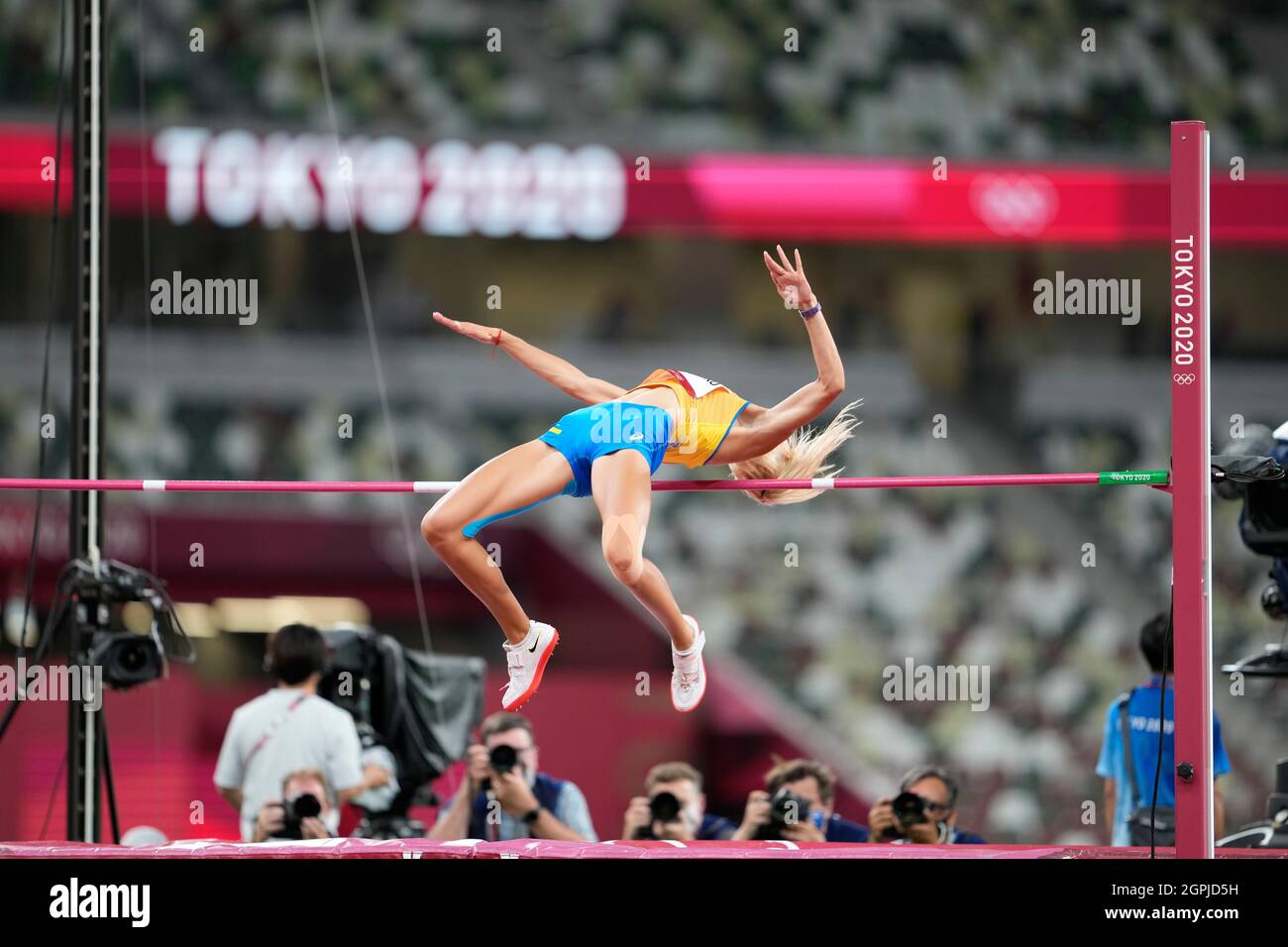 Yuliya Levchenko participating in high jump at the Tokyo 2020 Olympic ...