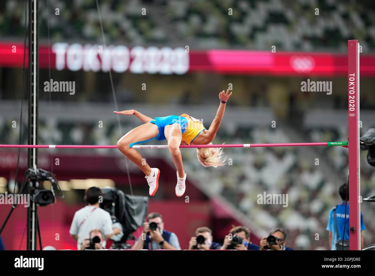 Yuliya Levchenko participating in high jump at the Tokyo 2020 Olympic ...