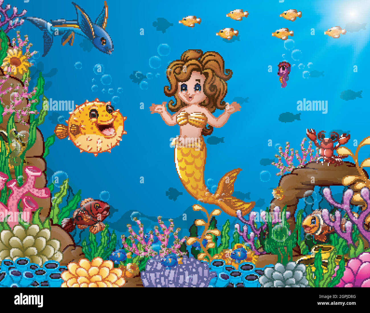 Mermaid underwater illustration hi-res stock photography and images - Alamy