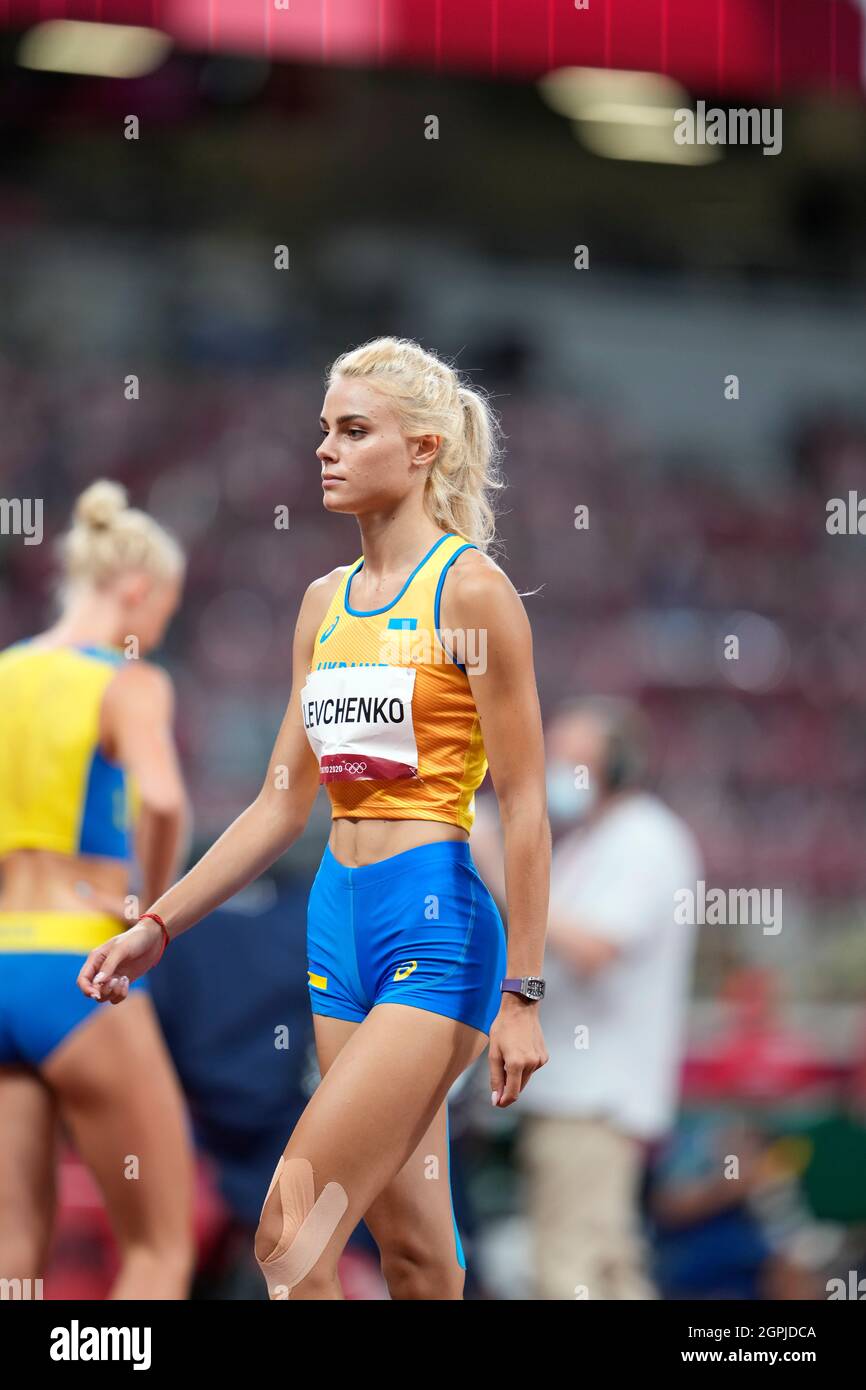 Yuliya Levchenko participating in high jump at the Tokyo 2020 Olympic ...