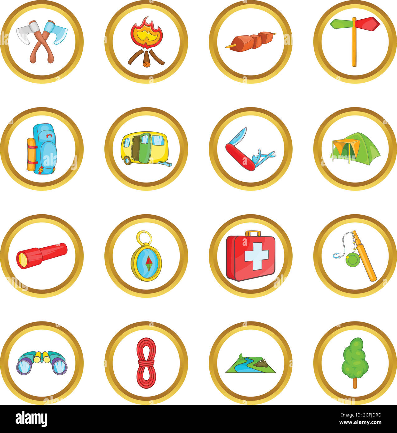 Backpack camp set cartoon Cut Out Stock Images & Pictures - Alamy