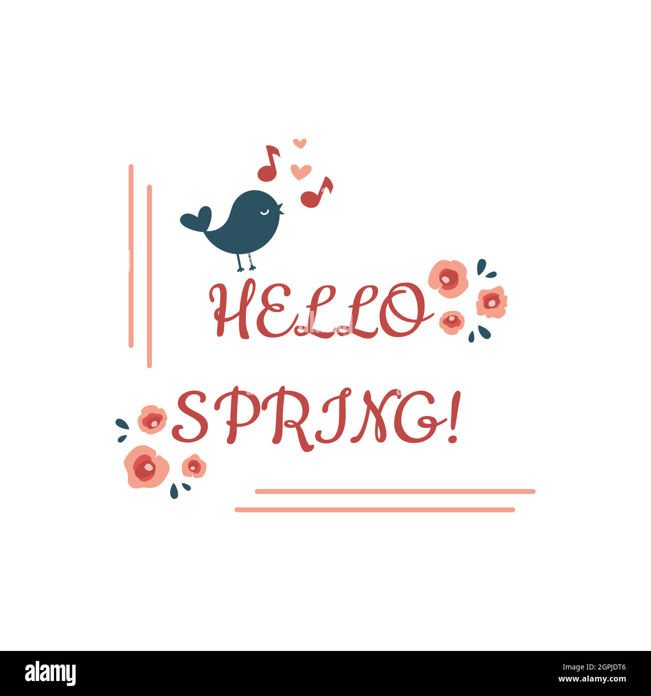 Hello spring lettering floral vintage frame Stock Vector Image & Art ...