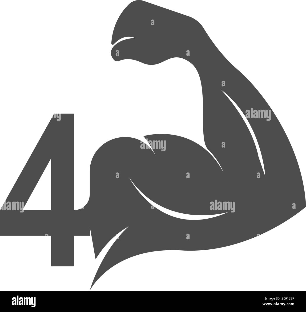 Number 4 logo icon with muscle arm design vector Stock Vector Image ...