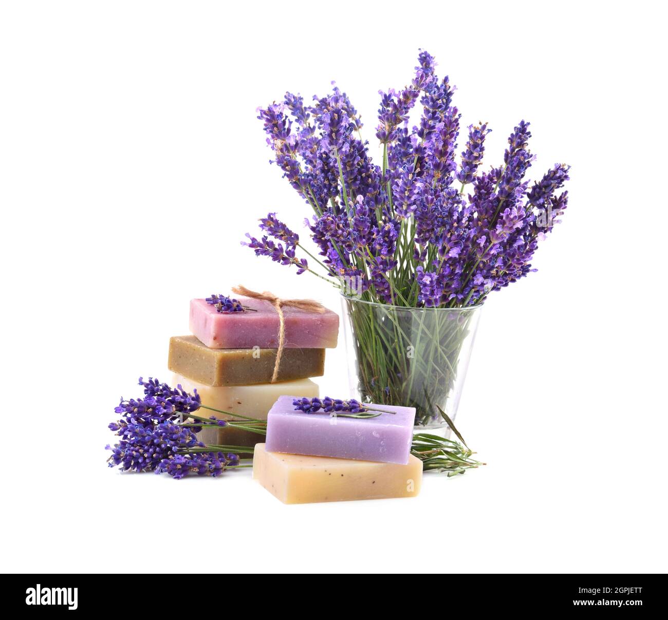 Natural homemade soaps with fresh lavender flowers for hygiene and ...