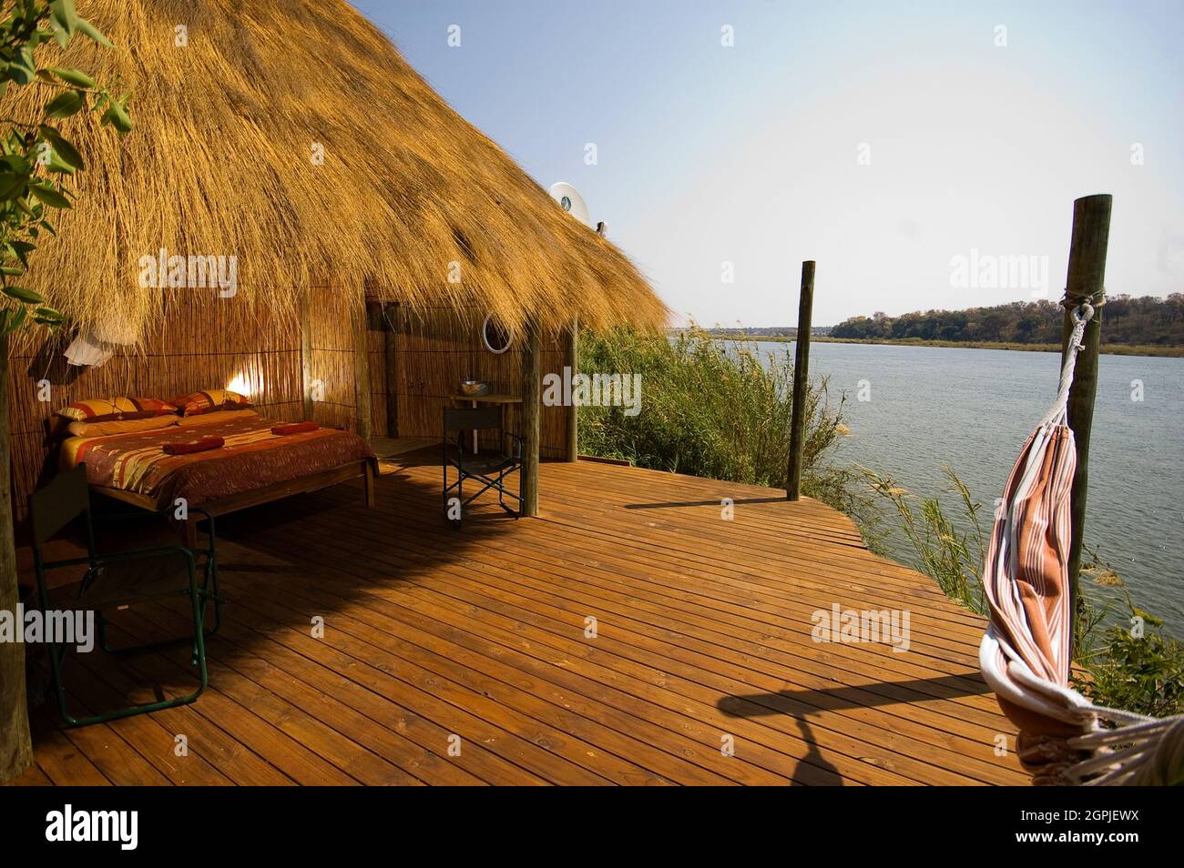 Rustic room with a view of the Okavango river, Ngepi Camp, Caprivi ...