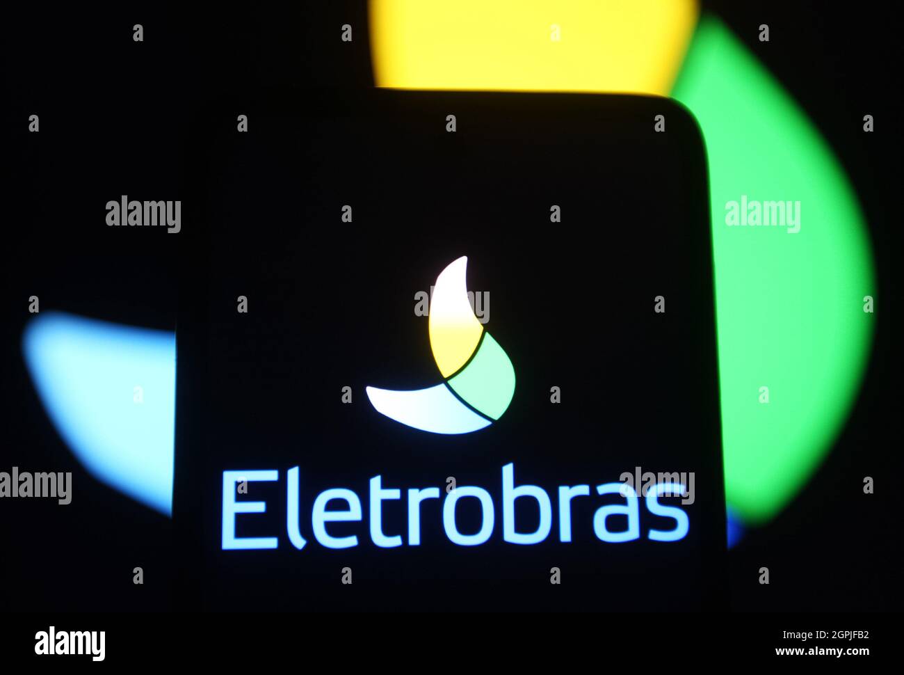 In this photo illustration an Eletrobras logo is seen on a smartphone ...
