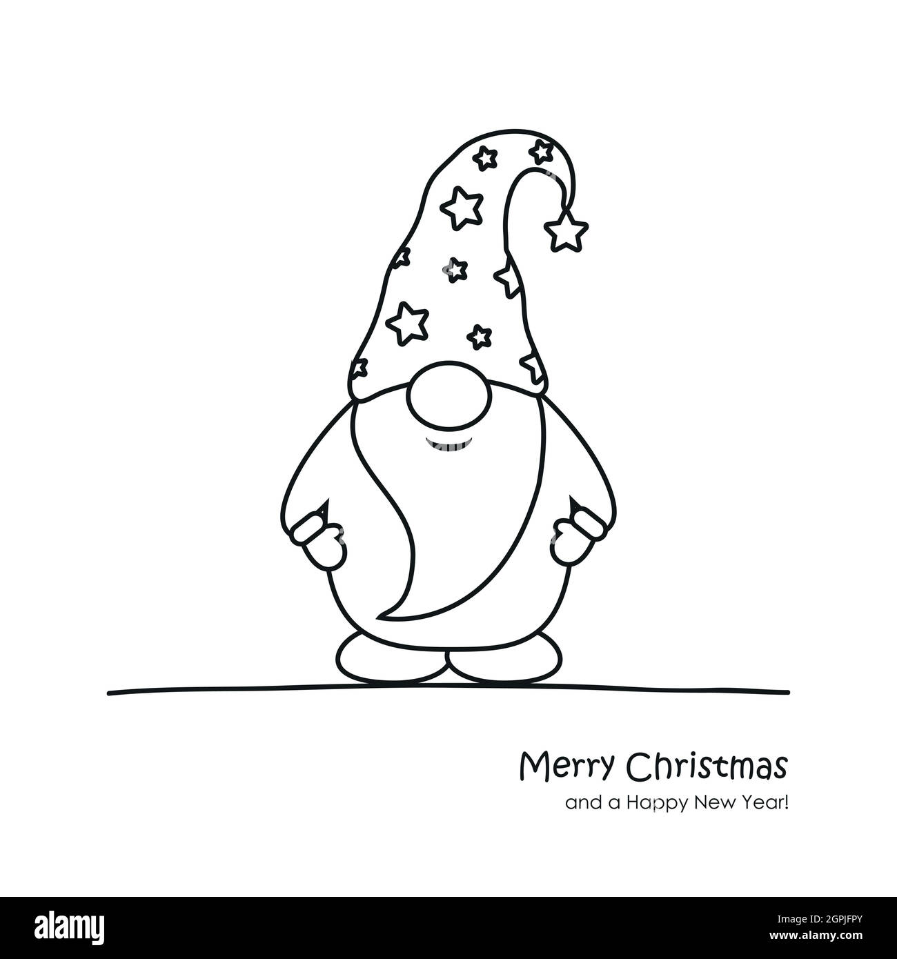cute christmas dwarf cartoon for coloring book Stock Vector Image & Art ...