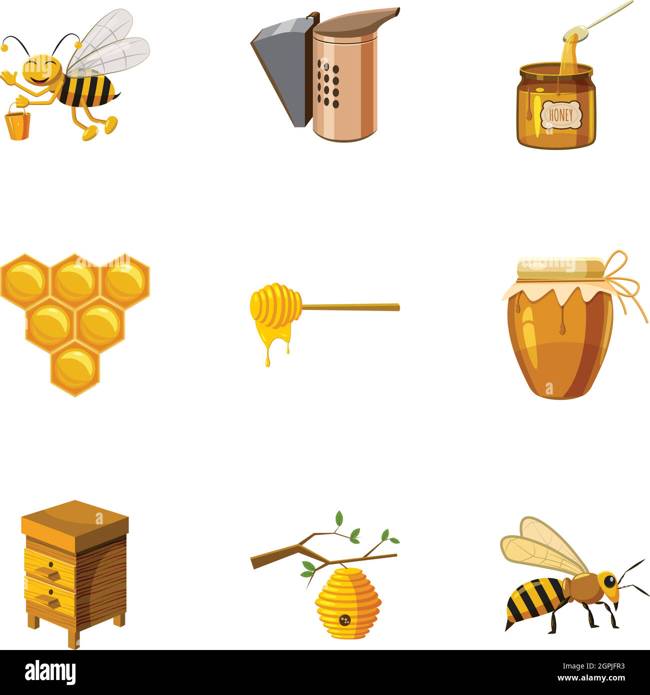Honey icons set, cartoon style Stock Vector Image & Art - Alamy