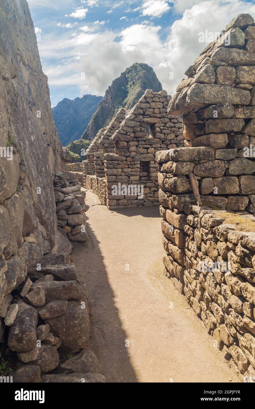Preserved buildings at Machu Picchu ruins, Peru Stock Photo - Alamy
