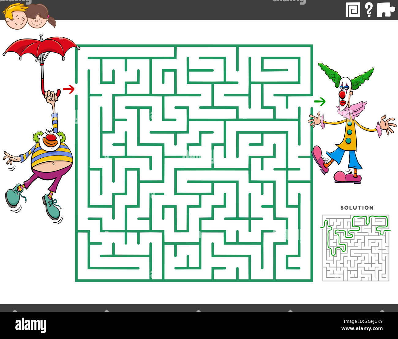 maze educational game with cartoon clowns characters Stock Vector Image ...