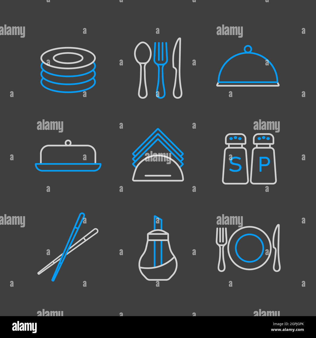 Restaurant vector icon set. Serving food sign Stock Vector Image & Art ...