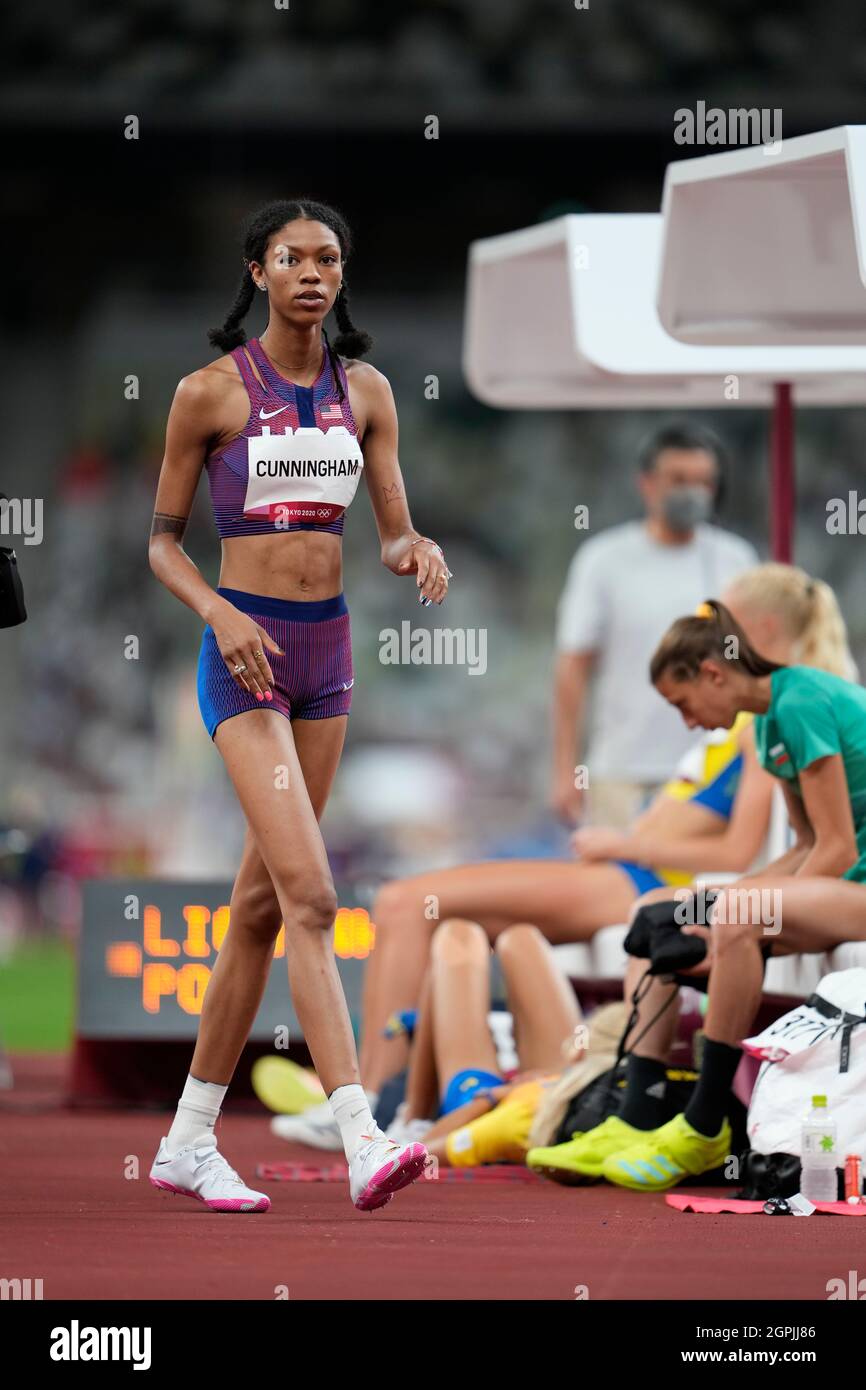 Vashti Cunningham participating in high jump at the Tokyo 2020 Olympic ...