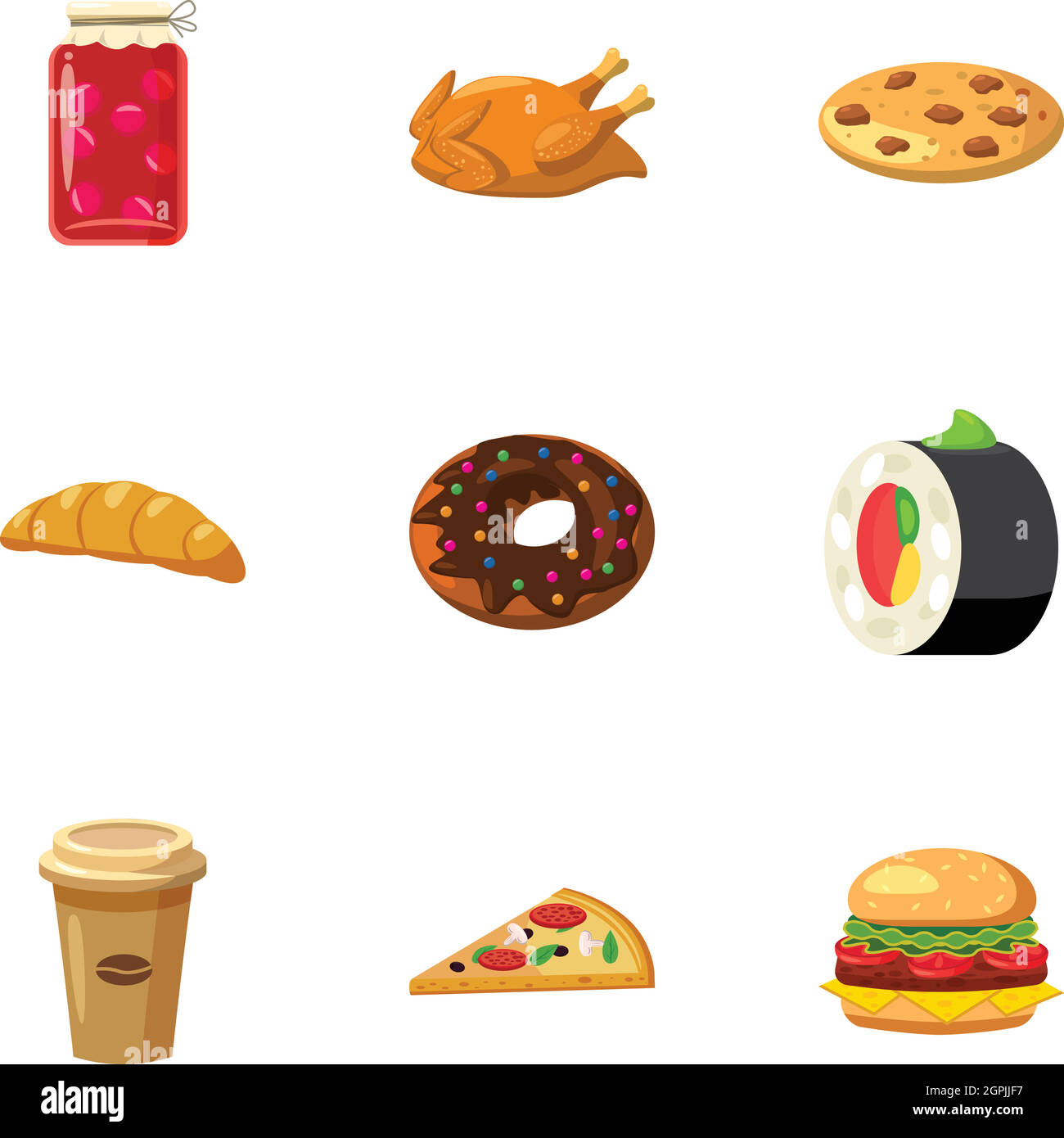 Unhealthy food icons set, cartoon style Stock Vector Image & Art - Alamy