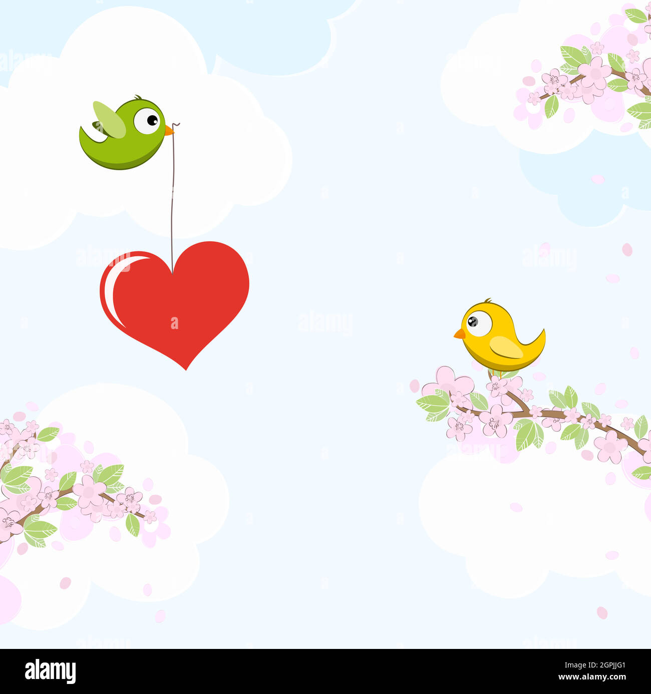 Tree green branches birds Stock Vector Images - Alamy