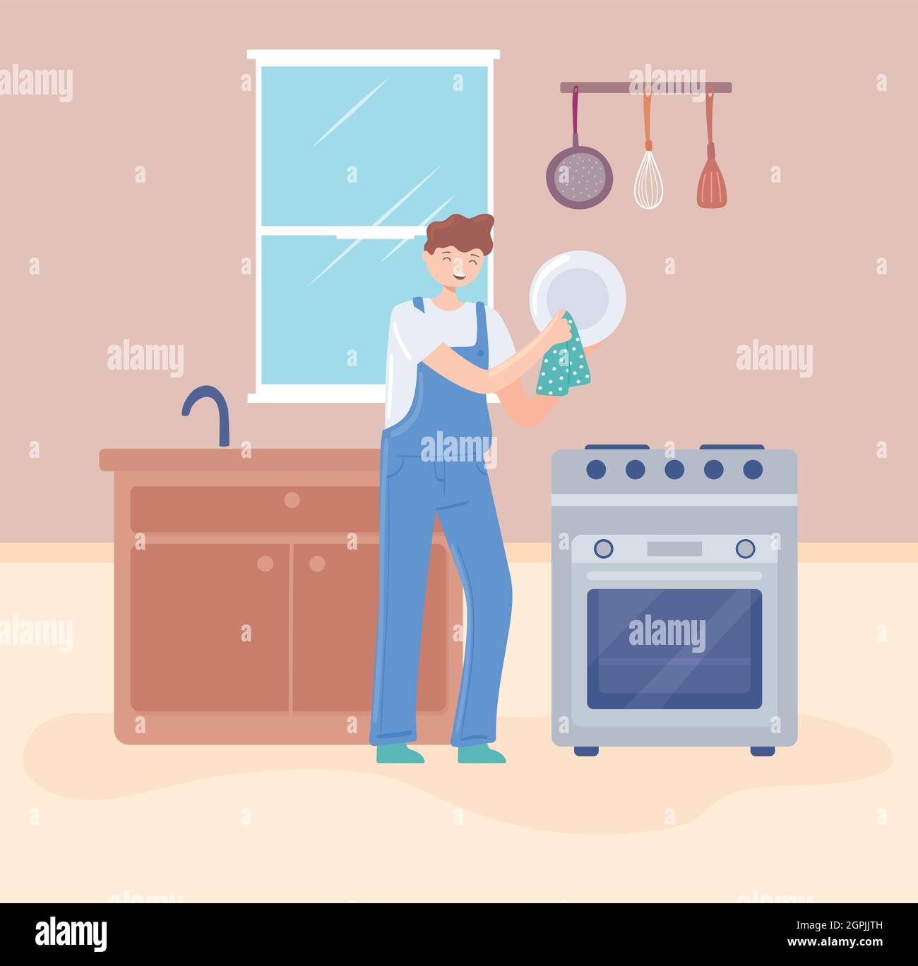 Kitchen Cleaning Cartoon