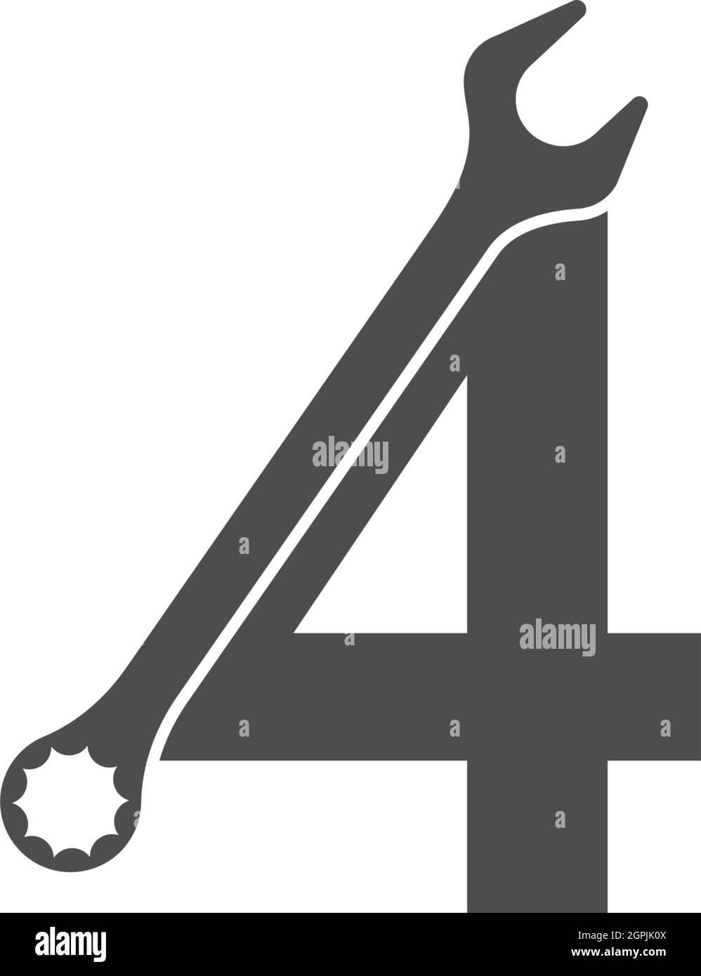 Number 4 logo icon with wrench design vector Stock Vector Image & Art ...