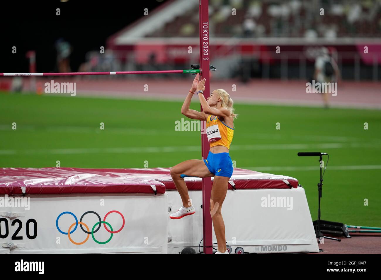 Yuliya Levchenko participating in high jump at the Tokyo 2020 Olympic ...
