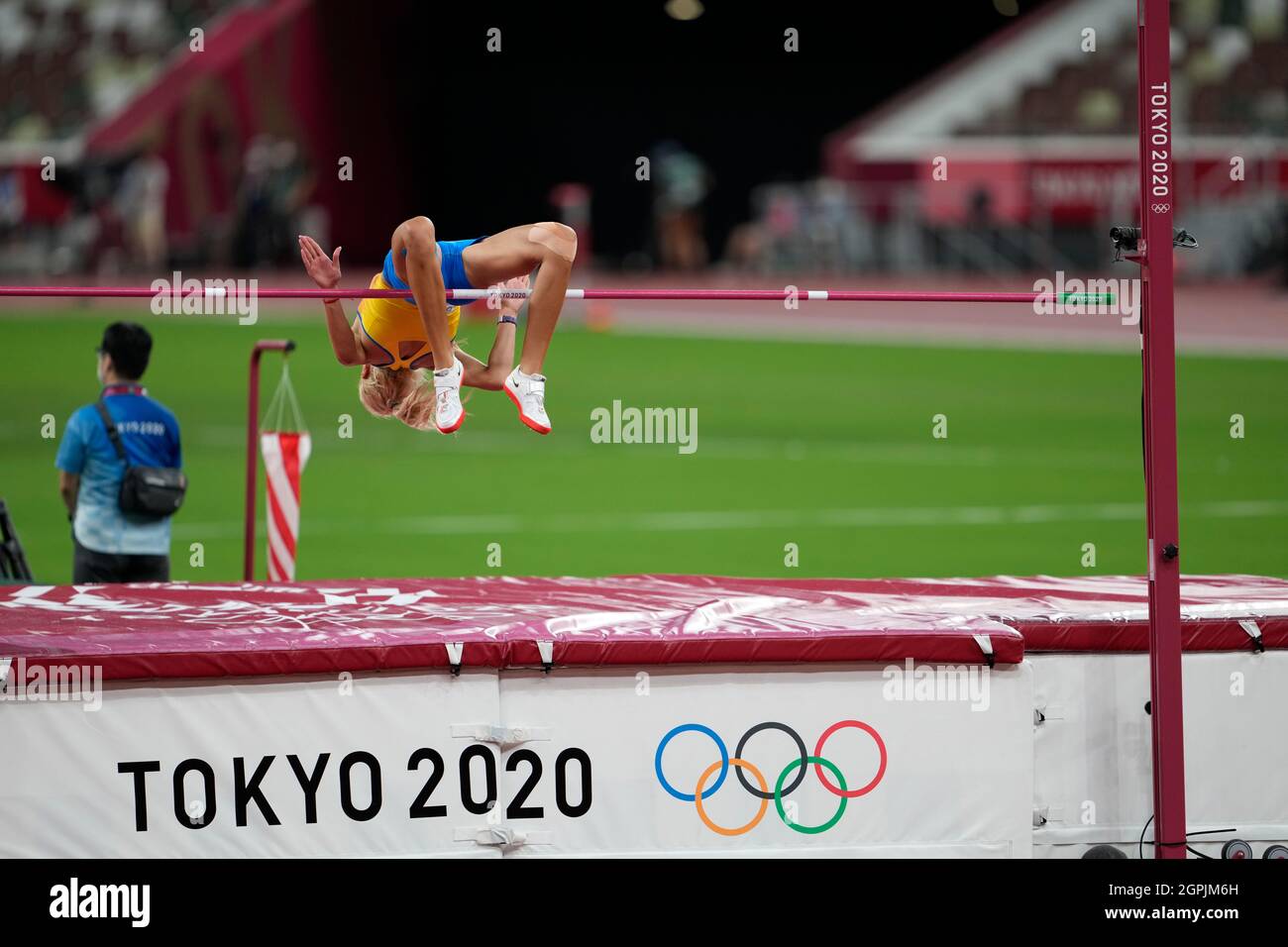 Yuliya Levchenko participating in high jump at the Tokyo 2020 Olympic ...