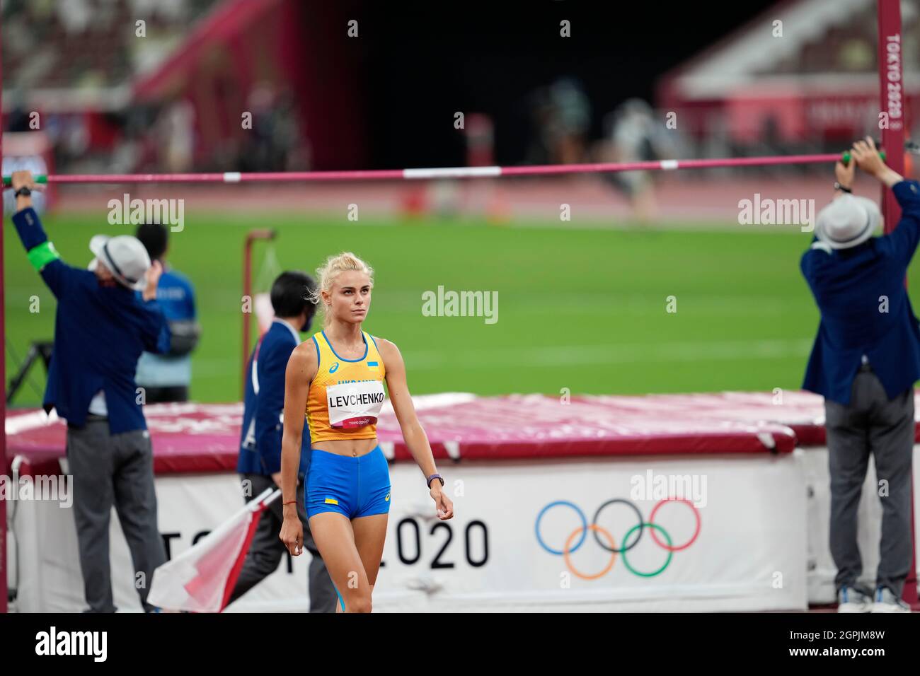 Yuliya Levchenko participating in high jump at the Tokyo 2020 Olympic ...