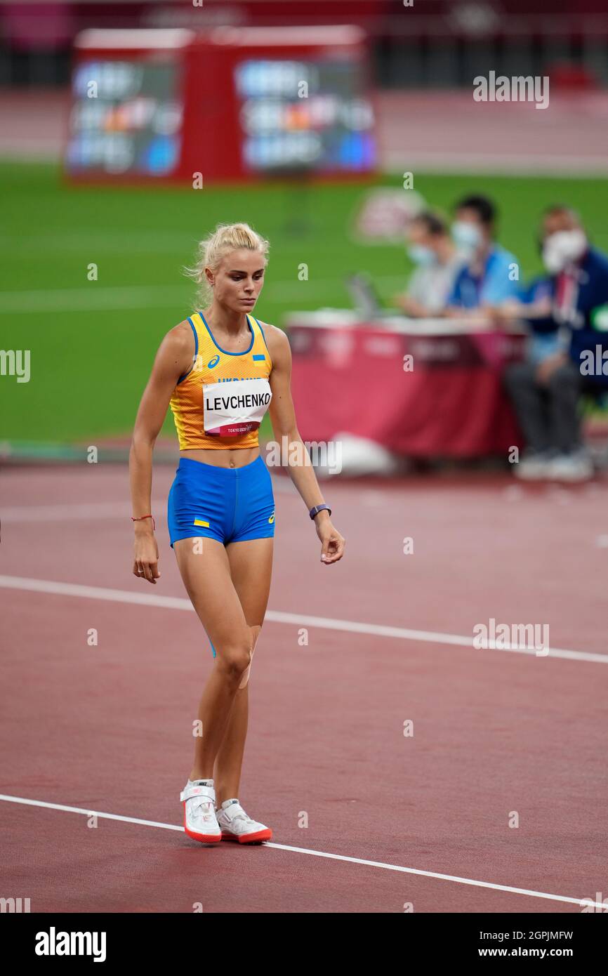 Yuliya Levchenko participating in high jump at the Tokyo 2020 Olympic ...