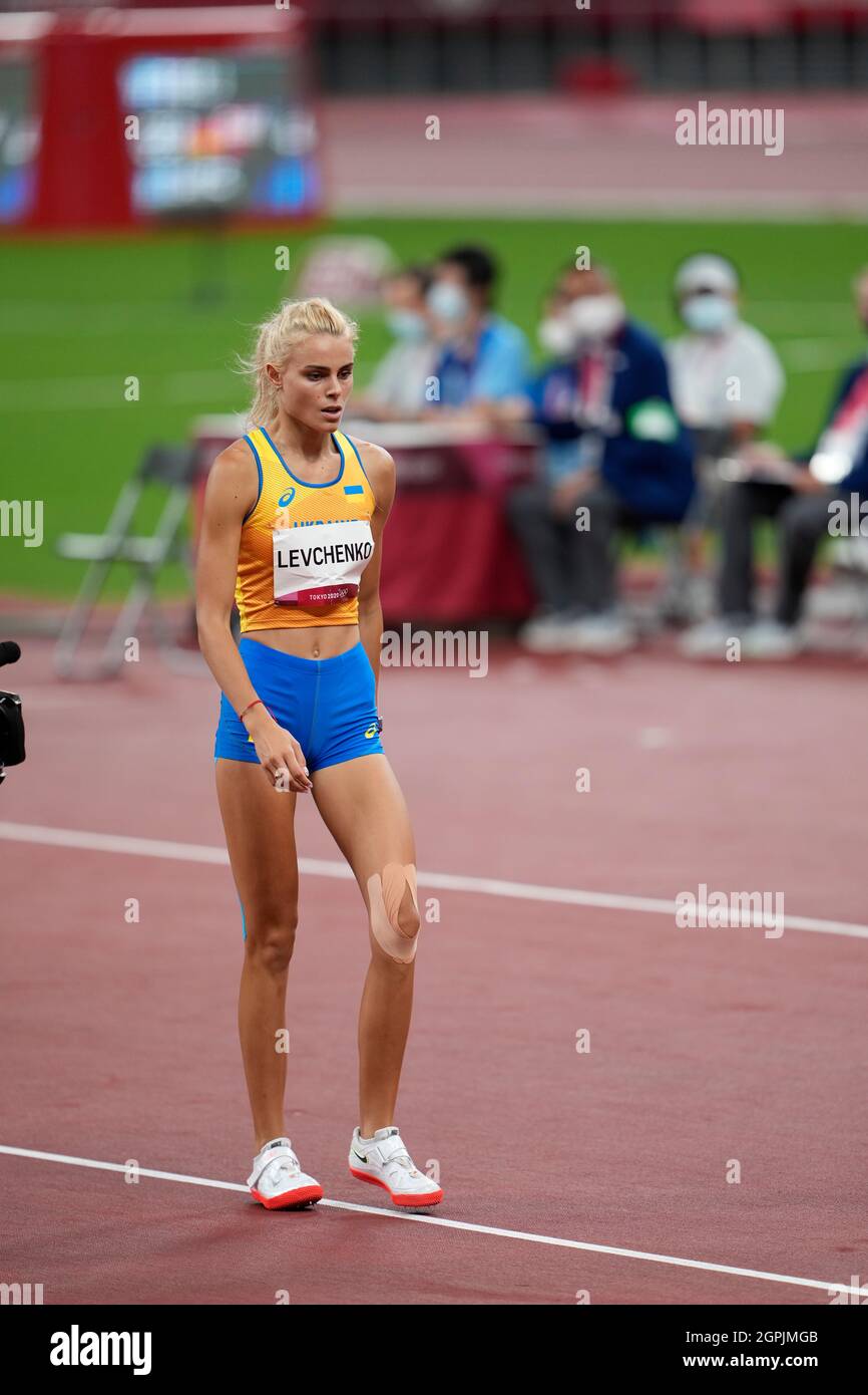 Yuliya Levchenko participating in high jump at the Tokyo 2020 Olympic ...