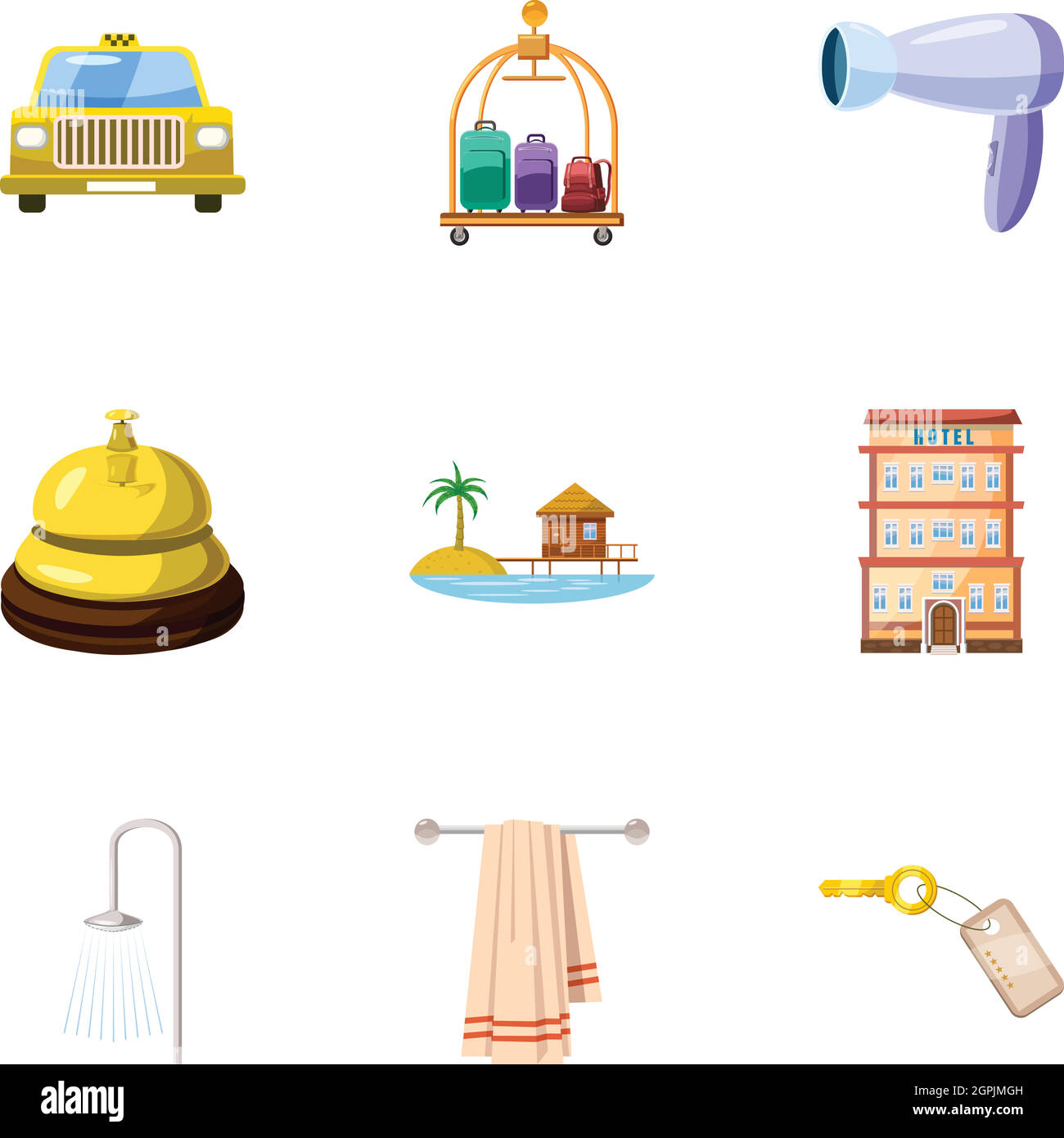 Staying in hotel icons set, cartoon style Stock Vector Image & Art - Alamy