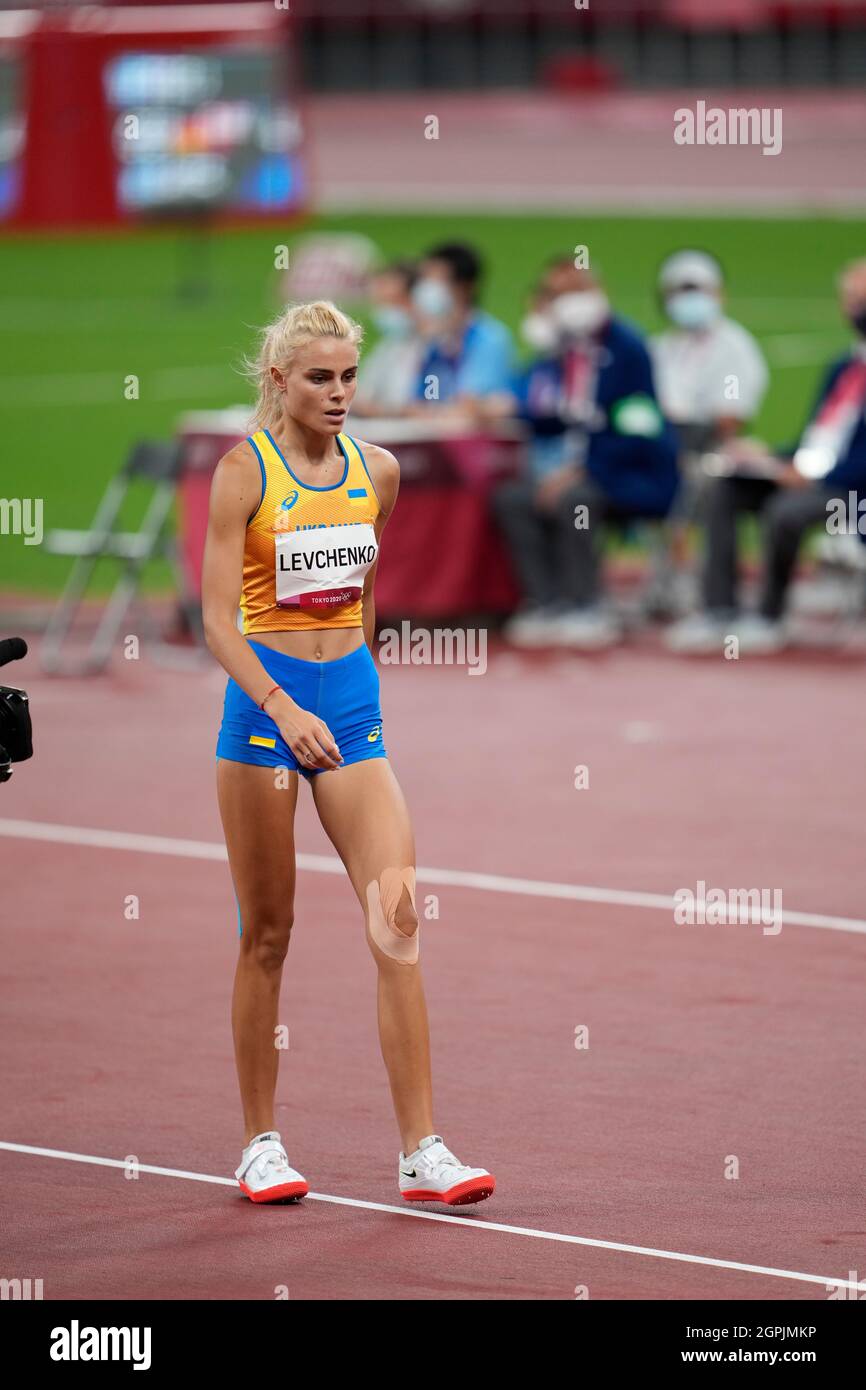 Yuliya Levchenko participating in high jump at the Tokyo 2020 Olympic ...