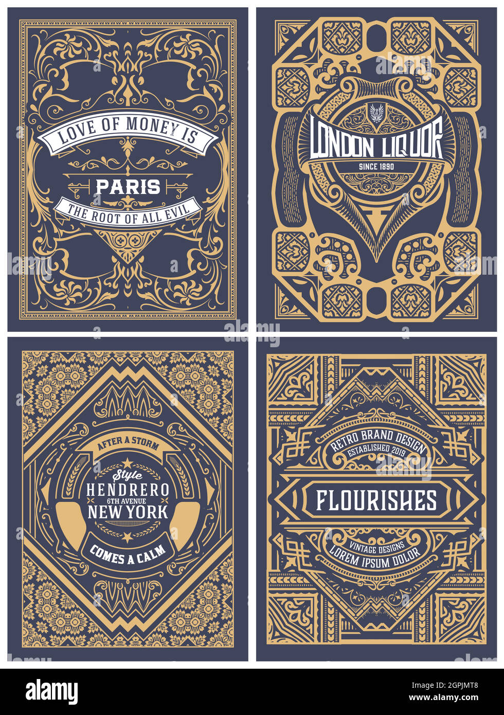 Set of 4 vintage labels for packing Stock Vector Image & Art - Alamy