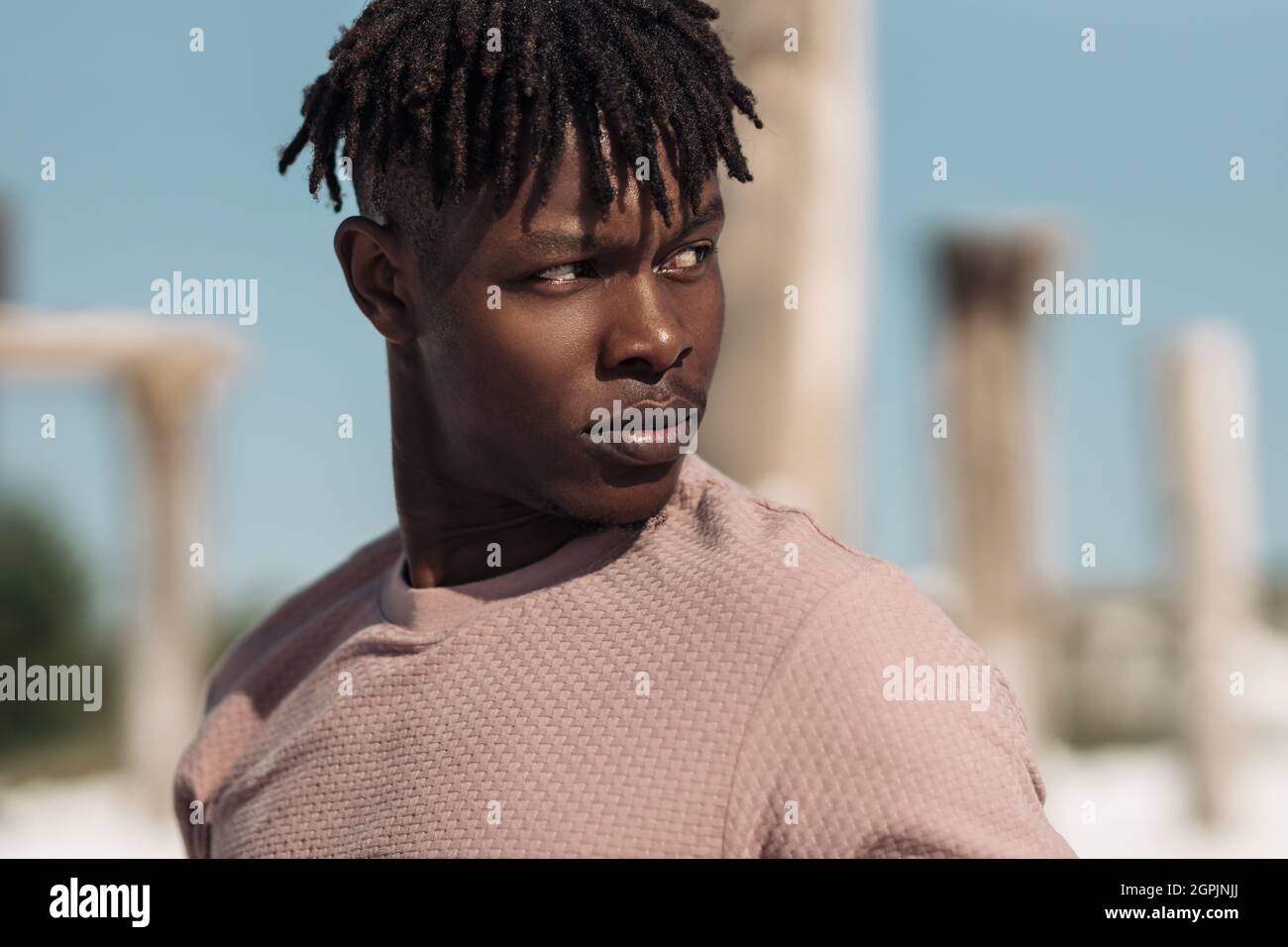 Portrait of handsome fashionable black african man, with afro hairstyle ...