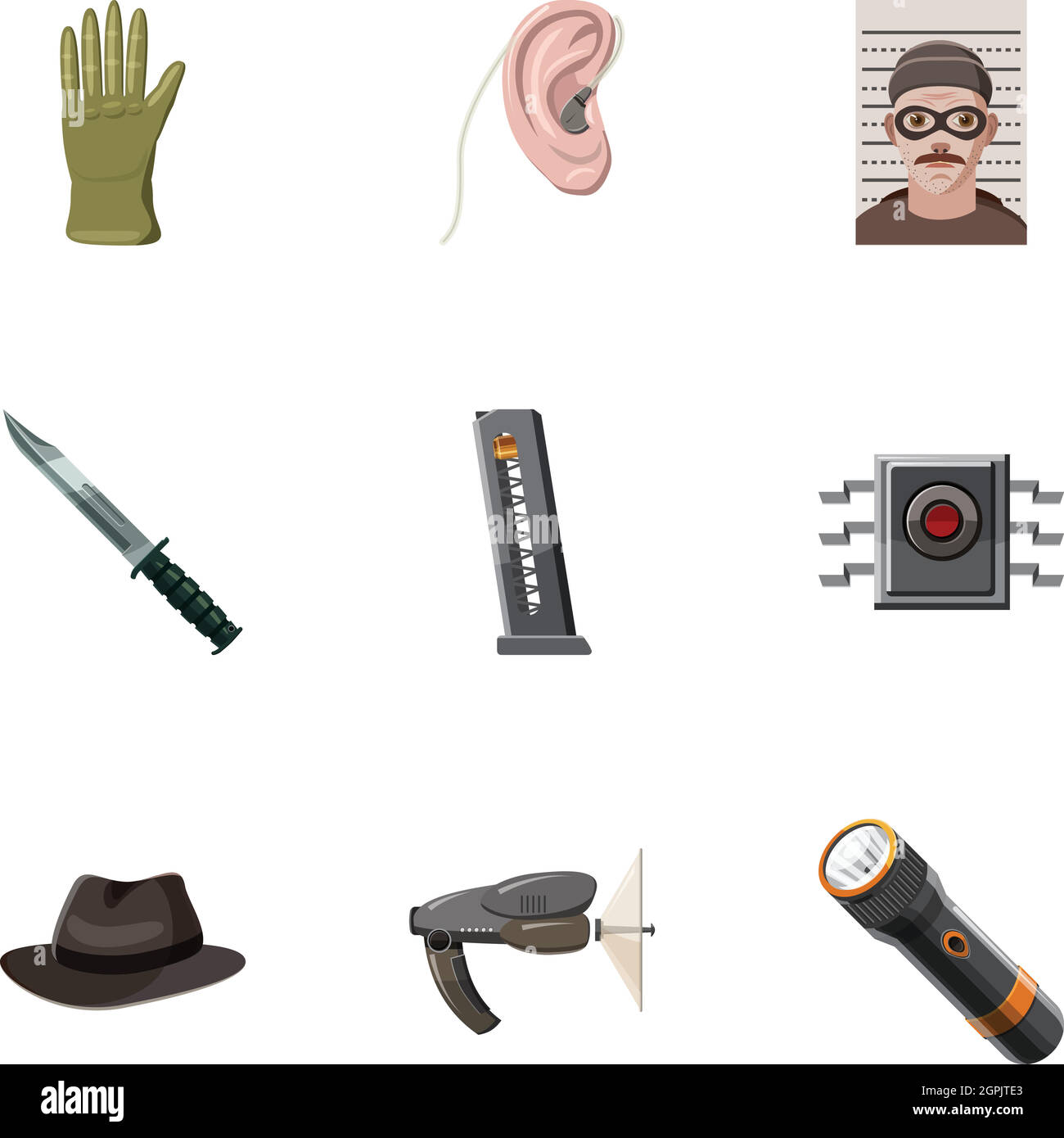 Detective icons set, cartoon style Stock Vector Image & Art - Alamy