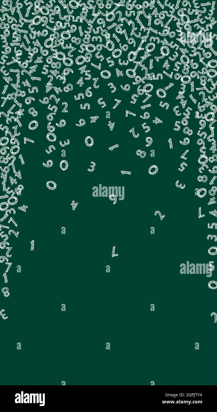 Falling handdrawn chalk numbers. Math study concept with flying digits ...