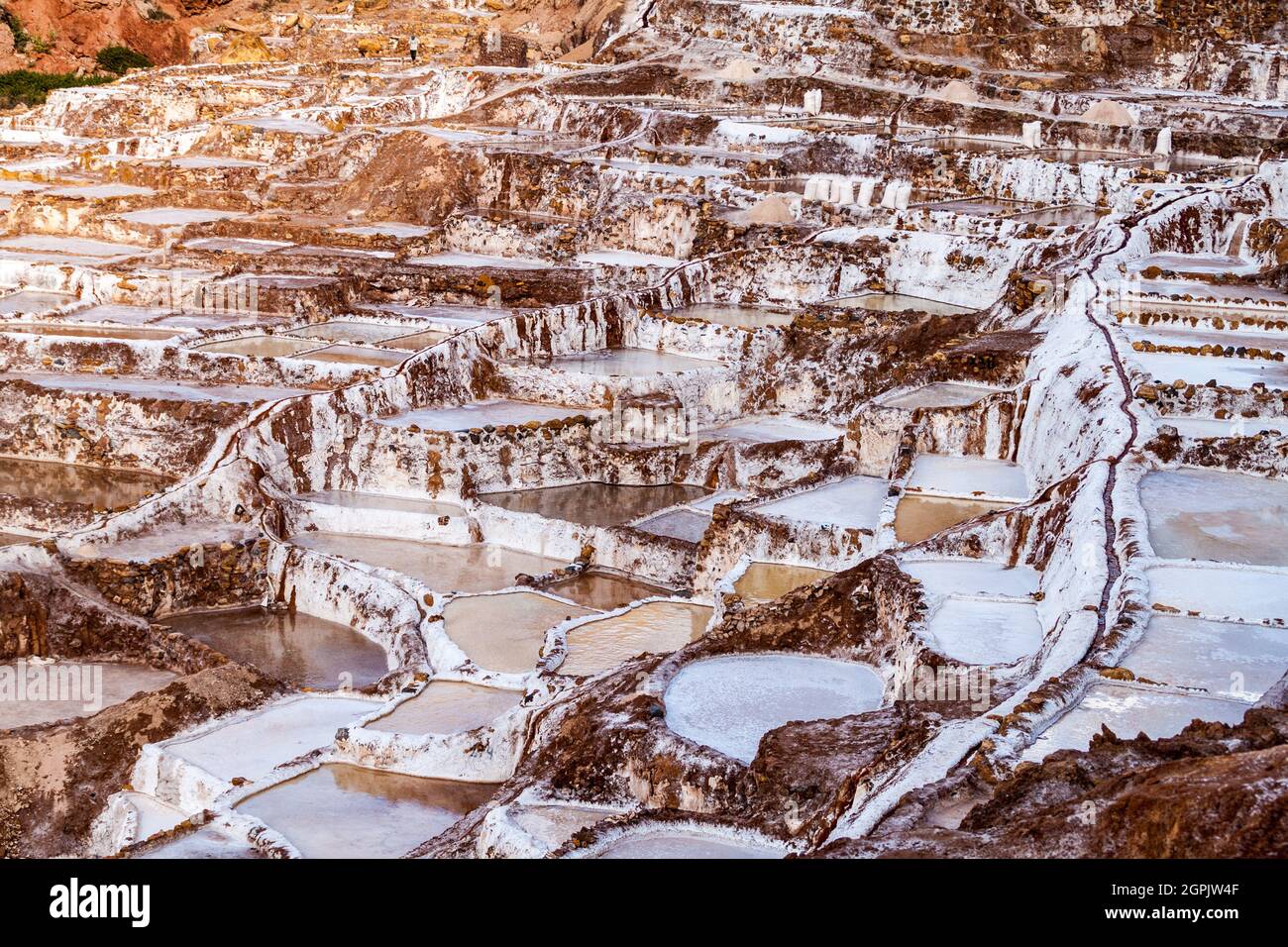 Salt extraction pans (Salinas) in Sacred Valley of Incas, Peru Stock ...
