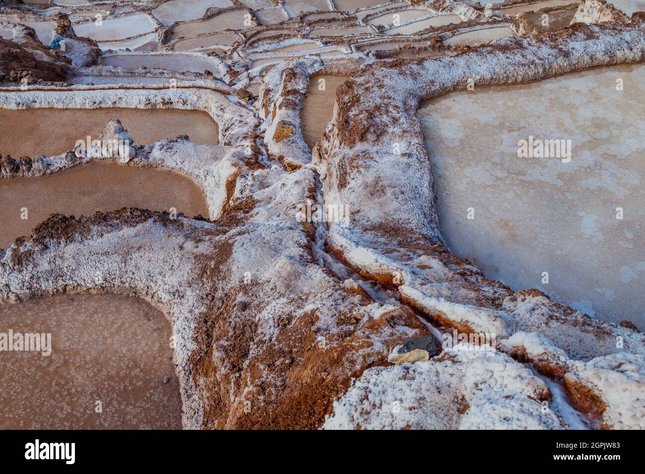 Salt extraction pans (Salinas) in Sacred Valley of Incas, Peru Stock ...