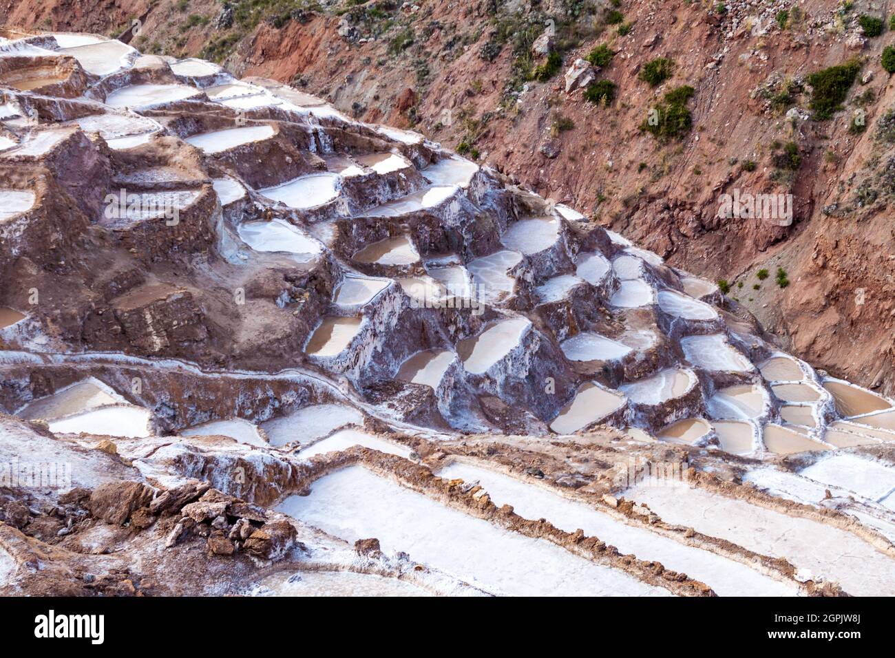 Salt extraction pans (Salinas) in Sacred Valley of Incas, Peru Stock ...