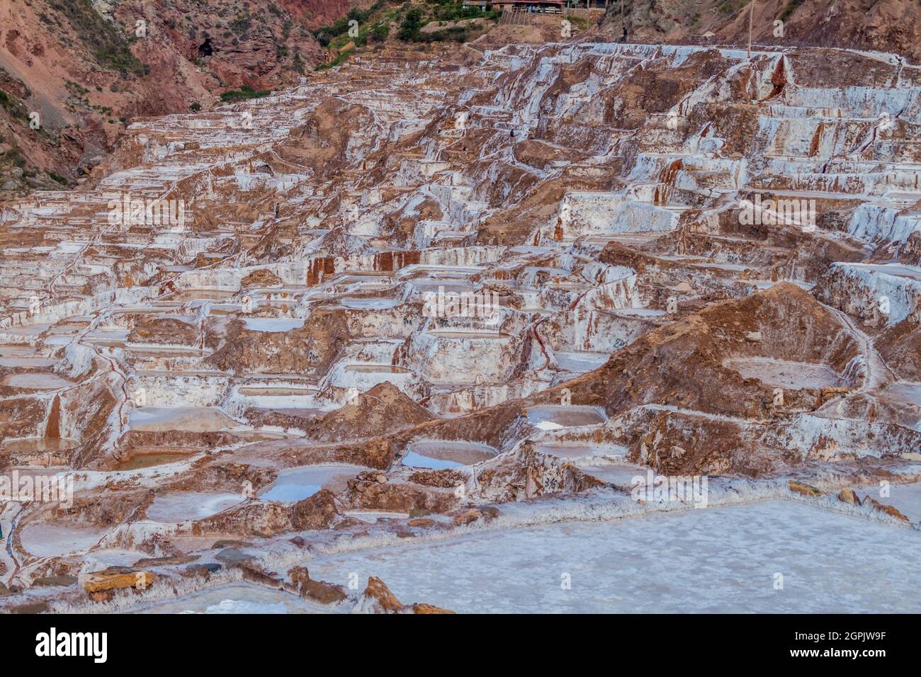 Salinas (Salt extraction pans) in Sacred Valley of Incas, Peru Stock ...